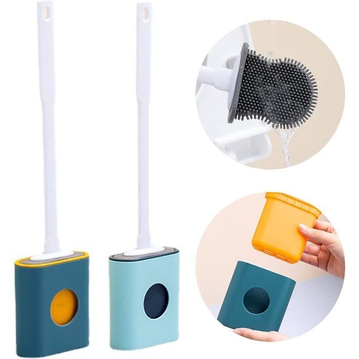 Brosse De Toilette Silicone Plate Paquet De 2, Brosse Wc Et Supports, Balai Wc Mural, Kit De ...