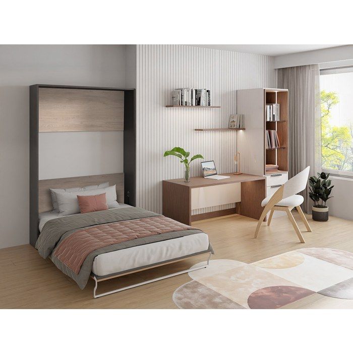 Lit escamotable 140 x 200 cm - Ouverture verticale manuelle - Coloris ...