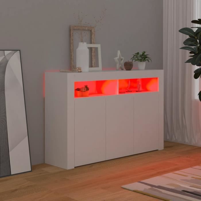 FAN - Buffet avec lumières LED Blanc 115,5x30x75 cm - DX6300 ...