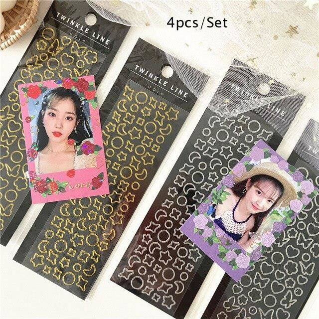 CAHIER,4pcs sticker set-A5--autocollants à feuilles mobiles A5, cartes ...