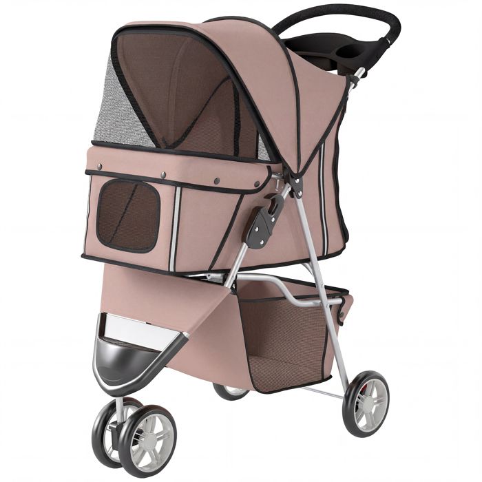 Poussette pour Chien 4 Roues, Chariot Pliable avec Auvent Réglable ...