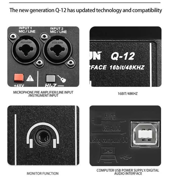 Noir-Carte son Q-12 Audio centre commercial carte son Console système ...