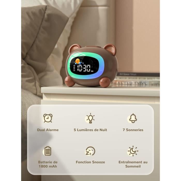Reveil Enfant Educatif Jour-Nuit, Réveil Enfant Avec Veilleuse, Machine ...
