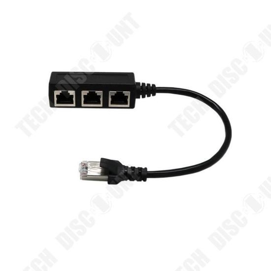 Répartiteur Ethernet LAN 3 ports RJ45 adaptateur multiprise noir câble ...