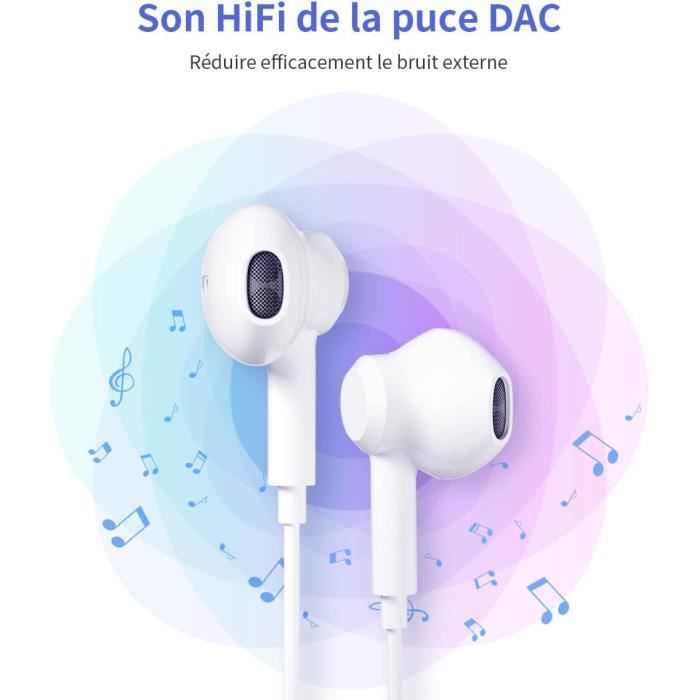 Écouteurs, Ecouteurs Filaire Avec Microphone Et Contrôle Du Volume ...