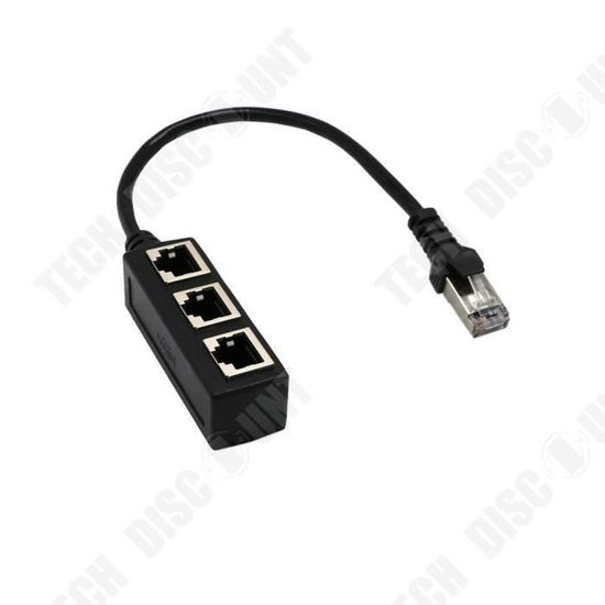 Répartiteur Ethernet LAN 3 ports RJ45 adaptateur multiprise noir câble ...