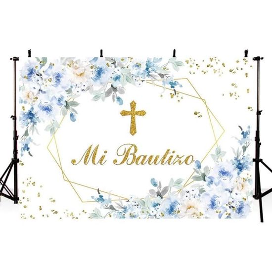 Mi Bautizo Toile de fond pour baptême de première communion Bleu 1,5 x ...