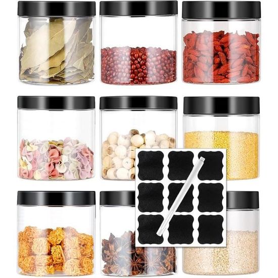 Bocaux Plastique Avec Couvercle, 9Pcs Bocal Plastique 250Ml, Pot ...