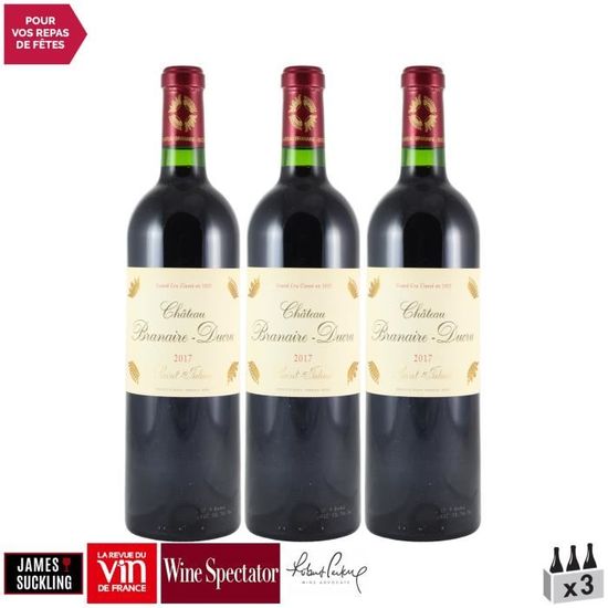 Château Branaire-Ducru Rouge 2017 - Lot de 3x75cl - Vin Rouge de Bordeaux - Appellation AOC ...