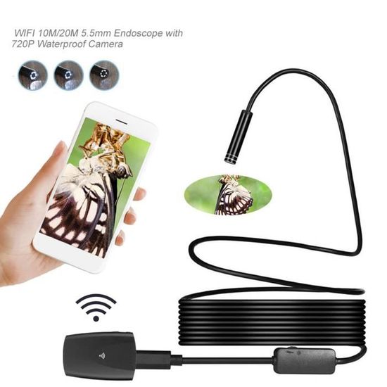 Cikonielf endoscope WIFI Caméra WIFI 5.5mm 720P HD Endoscope étanche ...