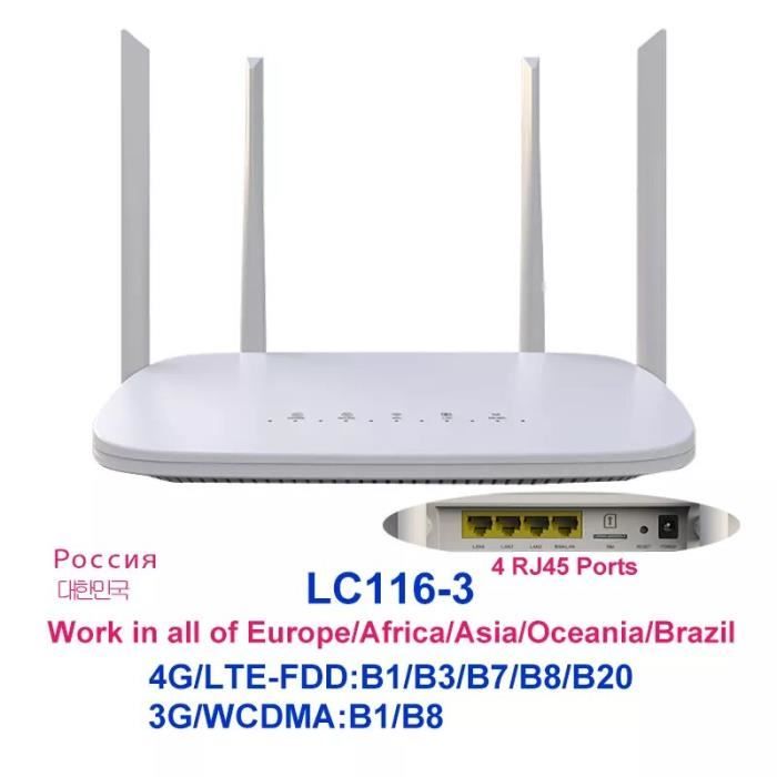 LC116-3 - Routeur Wifi 4G CPE 300Mbps, Modem déverrouillé, carte Sim Wifi 4g, passerelle ...