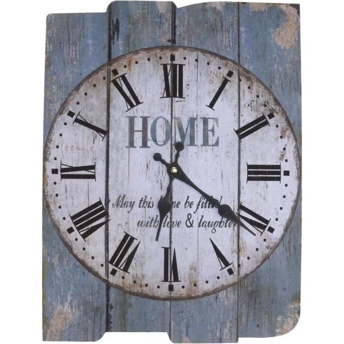 Carré Rustique en Bois Horloge Ferme usé décoratif Chiffre Romain ...