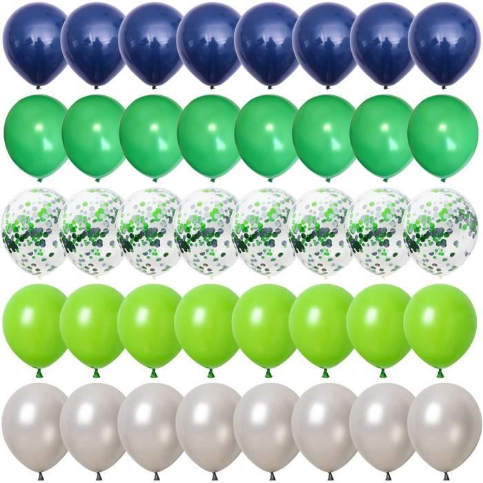Lot De 60 Ballons Verts En Latex Bleu Marine Mat Vert Clair Perle ...