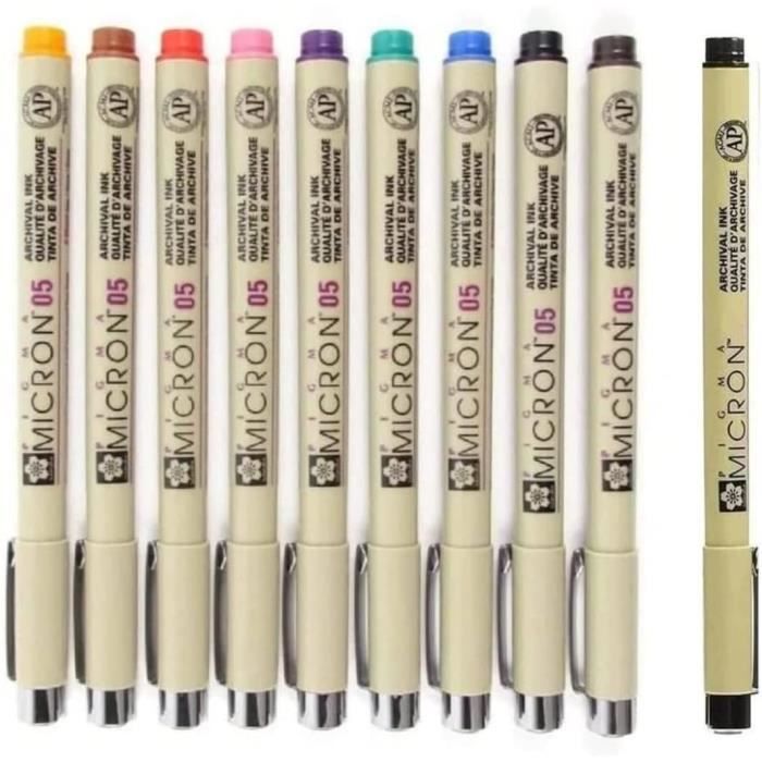 PIGMA MICRON Set de 9 couleurs PIGMA MICRON taille 05.[D2586 ...