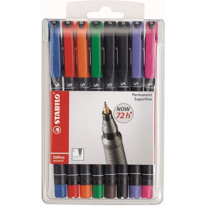 Marqueur permanent OHPen Pochette x 8marqueurs (encre permanente ...