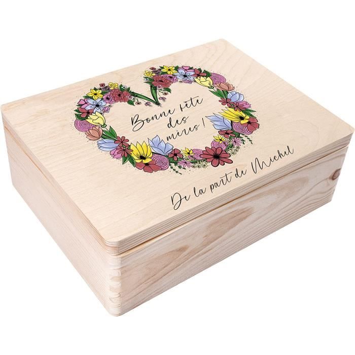 Boite Personnalisée en Bois Cadeau Fête des Mères | 40 x 30 x 14 cm ...