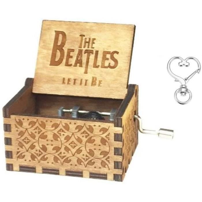 Boîte à musique à manivelle en bois Thème The Beatles Antique Sculptée ...