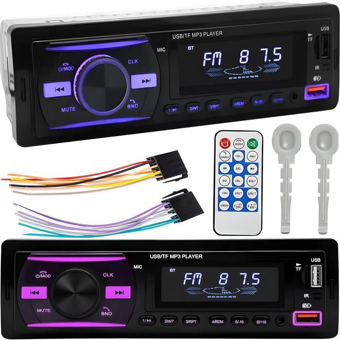 Autoradio Avec Système Mains Libres Bluetooth Et Télécommande, 1 Lecteur Mp3 Din Avec 2 Usb Pour ...