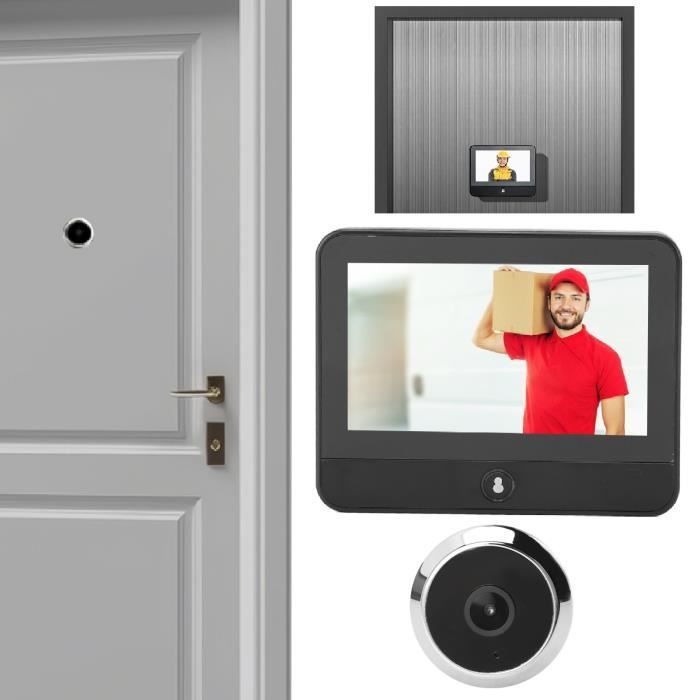 Garosa caméra judas de porte Caméra à trou d'oeil de porte avec écran 4 ...