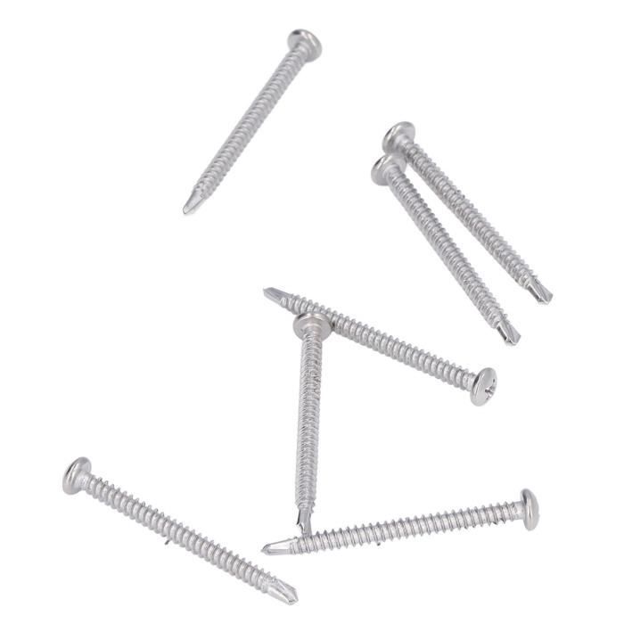 HURRISE Assortiment de vis autoperceuses 50 pièces vis auto-perceuse tête ronde 410 attaches en ...