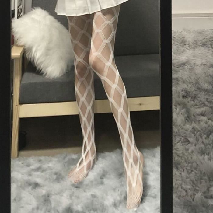 Bas - mis-bas,Collant Sexy ajouré en résille pour femmes,bas noirs ...