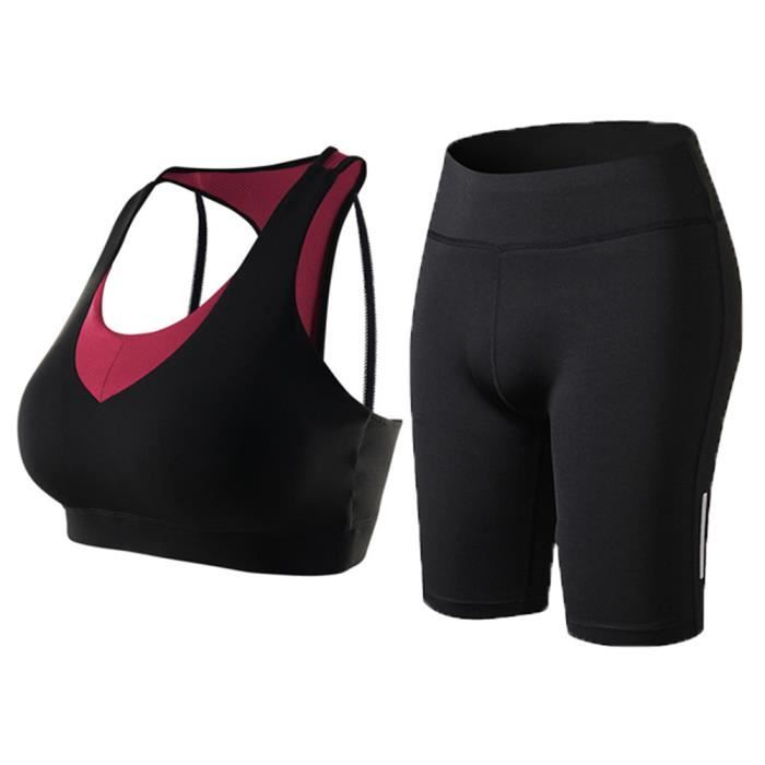 Ensemble de vêtements été 2 Pièce Femme Sport Gilet Brassière+ Short ...