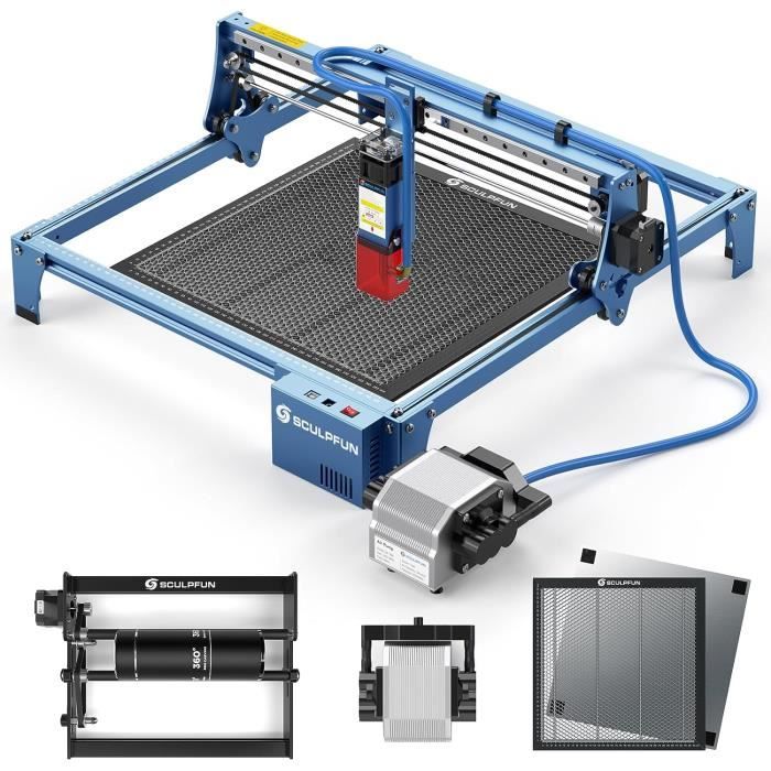 SCULPFUN S10 Machine de gravure laser 10W avec support d'air, rouleau ...