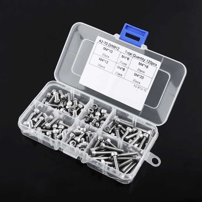 MAG Vis 120pcs M4*6/8/10/12/16/20 m4 x 12 Stainless Steel Hexagon ...