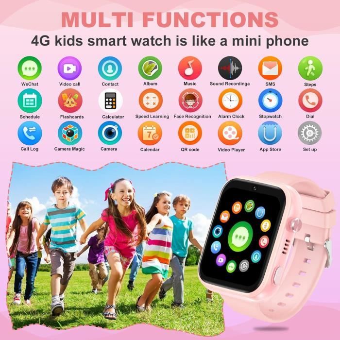 Montre connectée pour Enfants 4G sécurisée avec Appareil Photo, Traceur ...