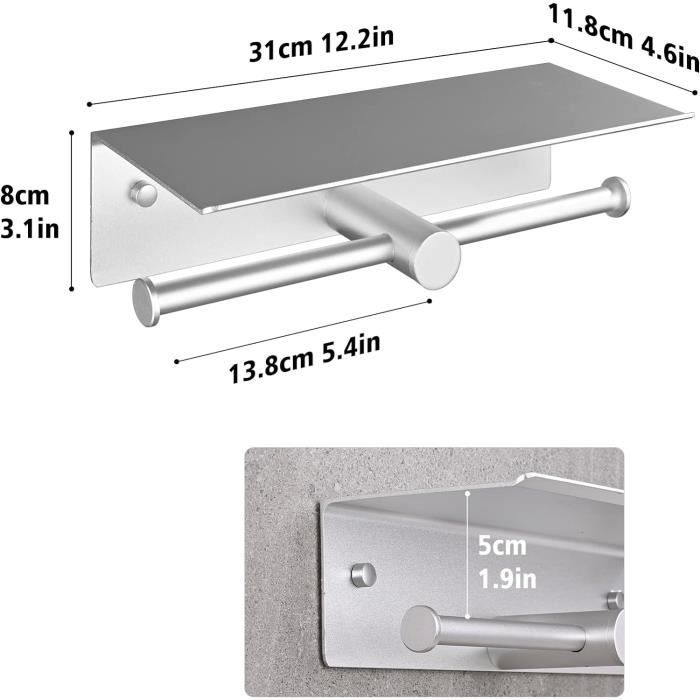 Porte Papier Toilette,Double Support Papier Toilette avec Étagère ...