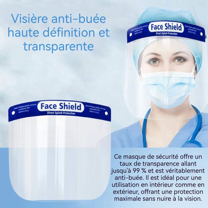 A Masque de sécurité 20pcs Masque transparent lentille antibuée écran ...
