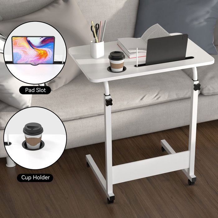 Table de lit avec Roulette Réglable en Hauteur, Bureau pour Ordinateur ...