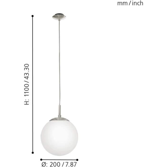 Suspension Luminaire Rondo, Lustre Suspendu En Acier Nickel-Mat, Boule ...