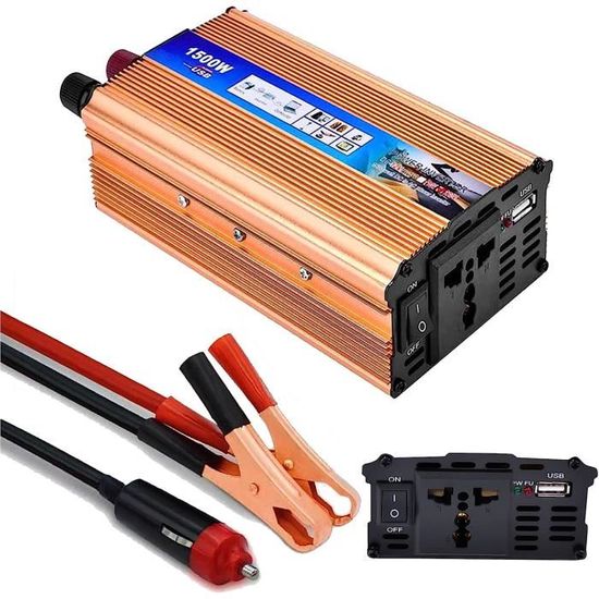 Convertisseur De Tension - Lacyie Dc 12v À Ac 220v 650w/1500w Onduleur Chargeur Allume-cigare 1 ...
