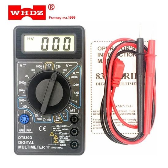 WHDZ DT-830D Mini multimètre numérique avec avertisseur sonore protection contre les surcharges ...