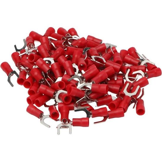 100 pièces connecteurs à sertir isolés bornes à fourche isolées cuivre PVC U Type connecteur de ...