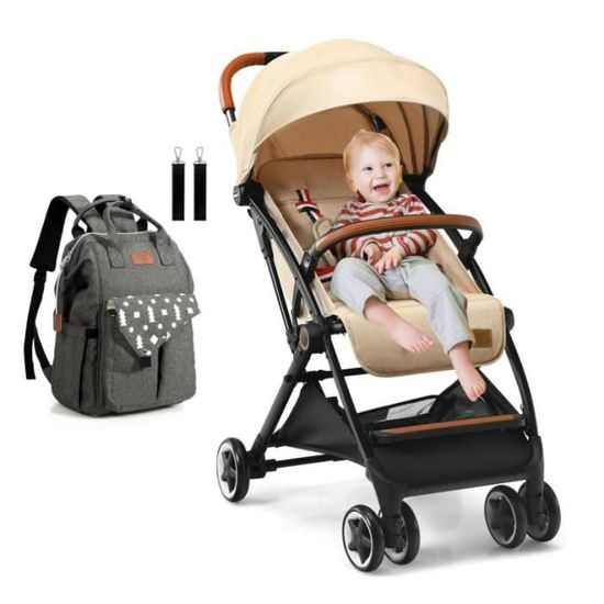 DREAMADE Poussette Pliante Bébé 0-3 Ans avec Lucarne, Dossier et Repose ...