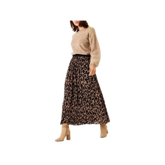Jupe longue fluide léopard Noir Noir - Cdiscount Prêt-à-Porter