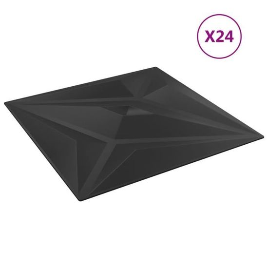 RIN Panneaux muraux 24 pcs noir 50x50 cm EPS 6 m² étoile ...
