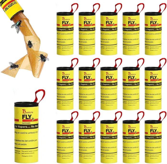 Lot De 16 Rouleaux Attrape-Mouches, Bandes Adhésives, Pièges À Mouches, Rouleaux De Colle ...