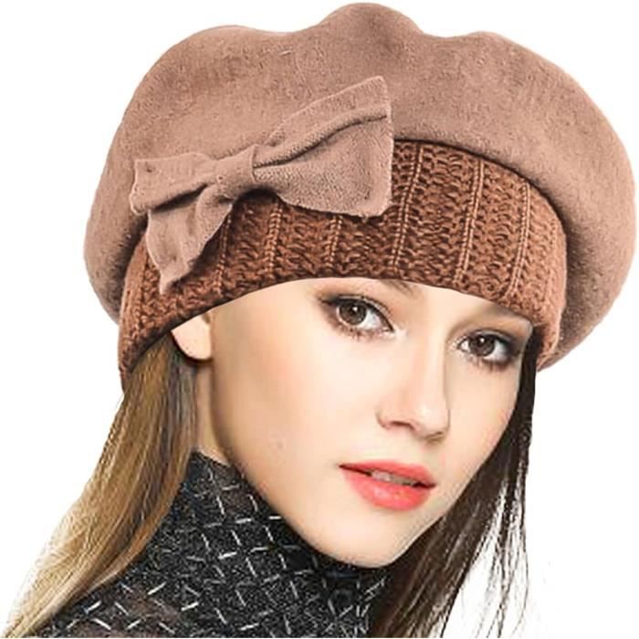 Dame Béret Français 100% Laine Bérets Robe Bonnet Chapeau D'Hiver ...
