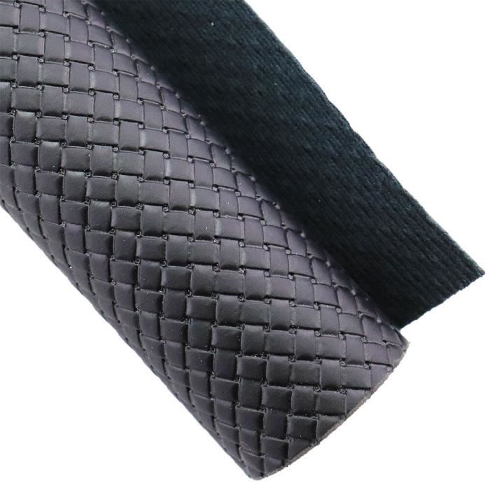 Rouleau de Faux Cuir Synthétique Noir Lisse,Tissu en Relief Croisé pour ...