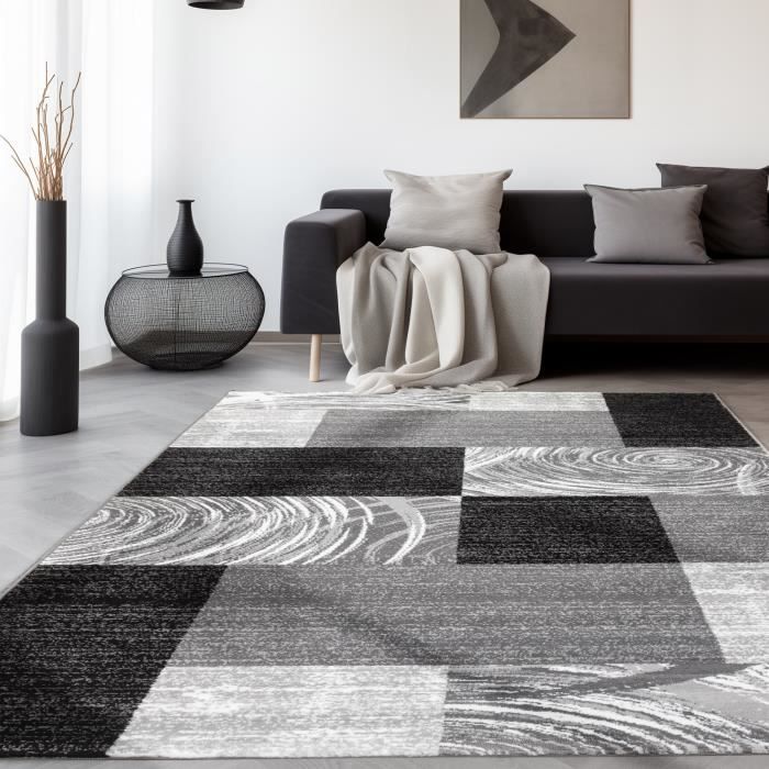 Tapis Modern Salon - Emilie - Noir - 120 x 170 cm - 100% Polypropylène ...