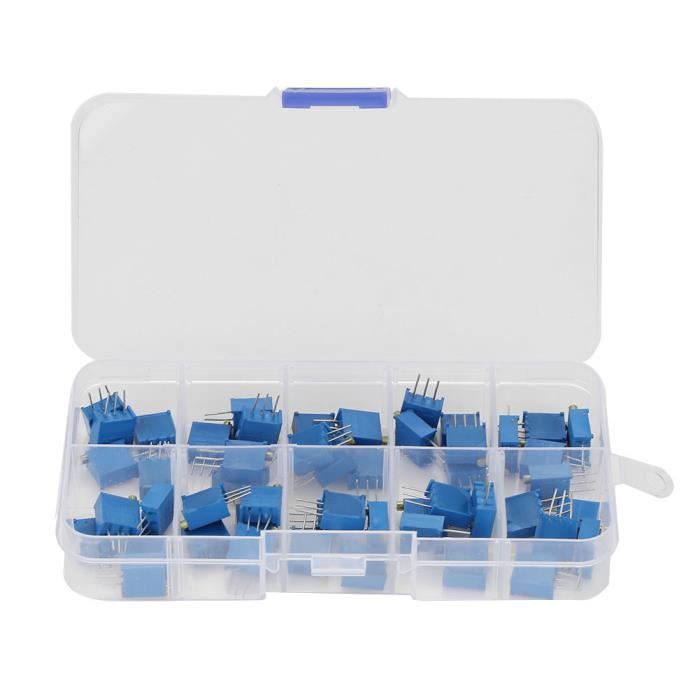 Cikonielf Trimpot horizontal 50Pcs 10 Valeurs Bleu Résistance Variable ...