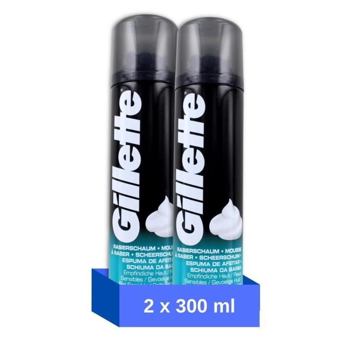 Gillette Basic Crème à Raser Peaux Sensibles - 300 ml - 2 pièces ...