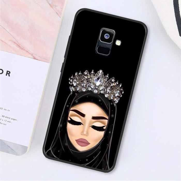Yinuoda musulman Gril yeux femme Hijab visage couronne fleur coque de téléphone pour Galaxy A7 ...