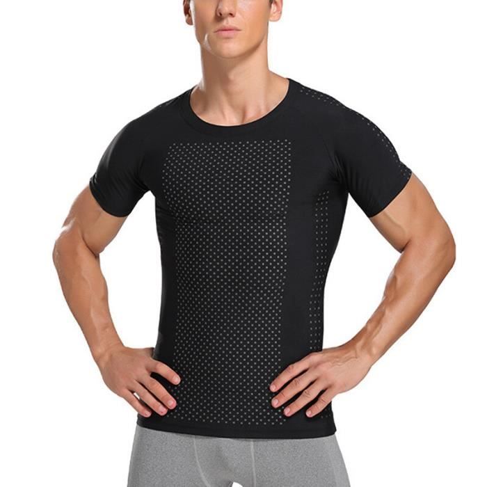 Bustier-corset,T-shirt de compression à col en V pour homme,vêtement ...