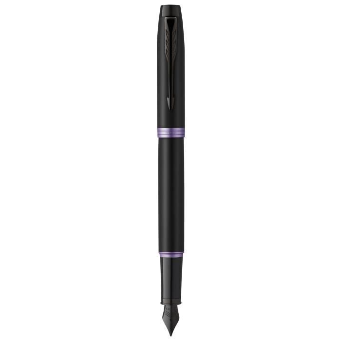 Stylo plume Parker IM Vibrant Rings, Satin noir laqué, bagues améthyste ...