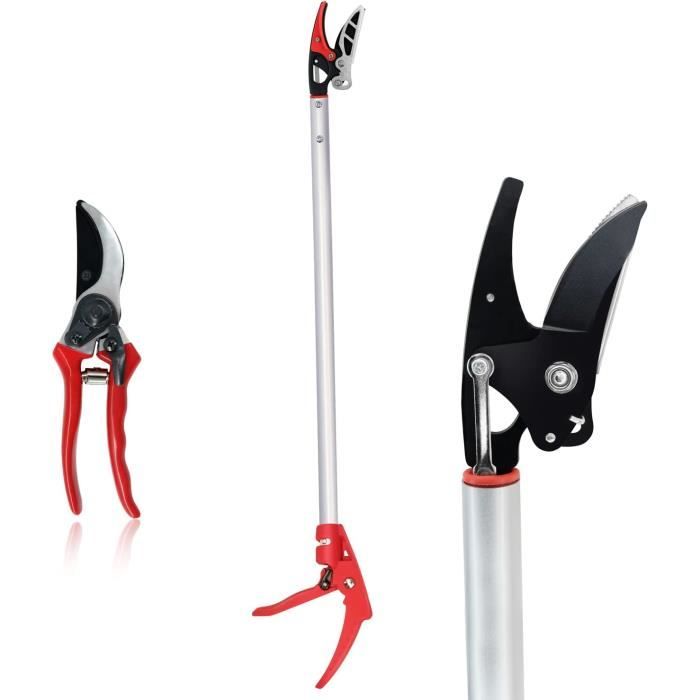 Sécateur à longue portée avec tête de coupe rotative, long sécateur ...