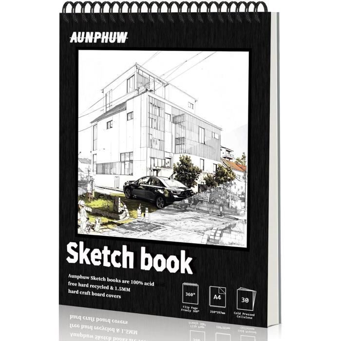 Aunphuw Carnet Dessin A4 Sketchbook, 160GSM Cahier Dessi Reliure ...